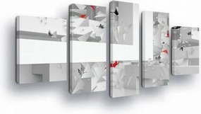 Obraz 170x100 Abstrakce geometrie triptych moderní šedá bílá červená