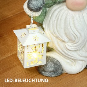 HOMCOM Vánoční skřítek s lucernou, LED, na baterie, odolný proti povětrnostním vlivům, 28x21x42 cm