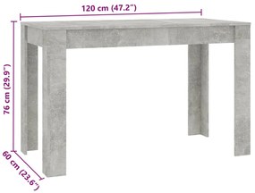 vidaXL Marketos Jídelní stůl betonově šedý 120 x 60 x 76 cm kompozitní dřevo