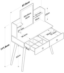 Toaletní stolek 111,8x97,8 cm bílá