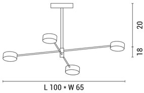 LED Lustr na tyči 4xLED/12W/230V 4000K zlatá
