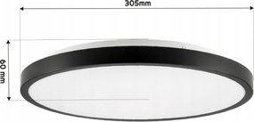 BERGE Přisazený LED stropní panel 12W 860lm Kulatý černý NW