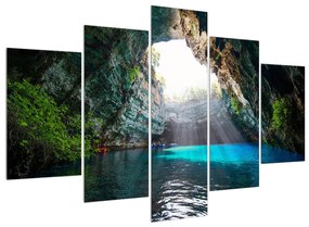 Obraz jeskyně s vodní plochou (150x105 cm)