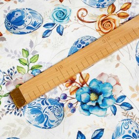 Velikonoční látka Leona LN-114 Modré kraslice - šířka 140 cm