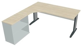 Sestava stolu a skříně pravá 180 cm - Hobis Cross CE 1800 H P Dekor stolové desky: akát, Dekor lamino podnože: šedá, Barva nohou: černá