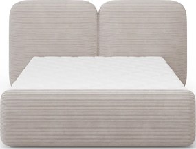 Postel Ollival 160x200 s kovovým roštem a úložným prostorem, béžový velur