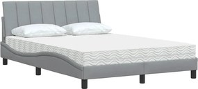 Postel s matrací Hanko světle šedá 140 x 190 cm textil 3310524