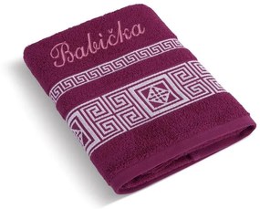 Bellatex Froté ručník řecká kolekce se jménem BABIČKA 50x100 cm vínová