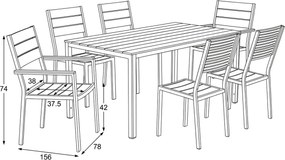 Zahradní sestava 1+6 WOODIE - šedý polywood / kovová konstrukce