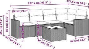 6dílná zahradní sedací souprava s poduškami černá polyratan 3251273
