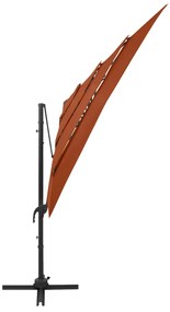 vidaXL 4stupňový slunečník s hliníkovou tyčí terakotový 250 x 250 cm