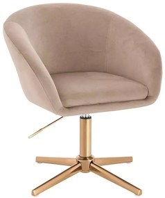 LuxuryForm DESIGN Otočná židle VENICE VELUR na zlatém kříži - latte