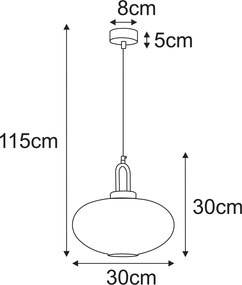 Závěsné světlo Kaja AKARI K-5855 jantarové sklo 1xE27 30 cm