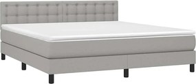 Box spring postel s matrací a LED světle šedá 180x200 cm textil 3133493