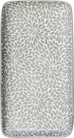 Šedý porcelánový tácek s ornamenty Arés Grey - 20*11*2cm