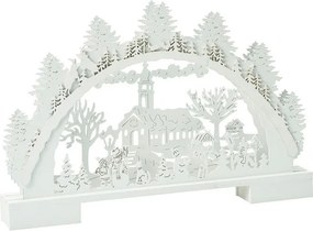 Dřevěná dekorace s LED 41 cm, bílá, assort