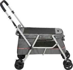 Skládací kočárek pro psa šedý 100 x 49 x 96 cm lněná tkanina 172203