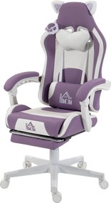 HOMCOM ergonomická herní židle s kočičími oušky, fialová