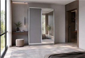 Skříň s posuvnými dveřmi 1500x2400x600 1LTD 1 Zrcadlo myší šedá, profil stříbrný
