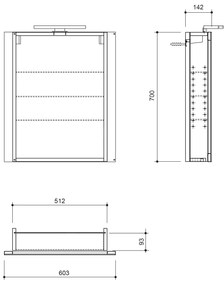 Sapho Sapho, GRETA galerka s LED osvětlením, 60x70x14cm, černá mat, GR065-0035