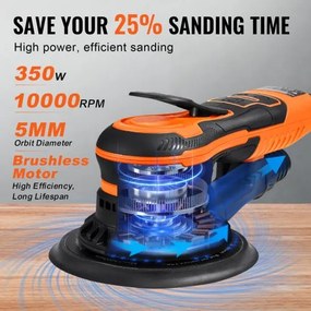 Random Orbital Sander 15,2 cm Palm Sander 10 ks brusných papírů 6 proměnných