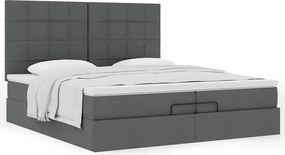 Osmanský rám postele s matrací tmavě šedý 200x200cm textil 3313183