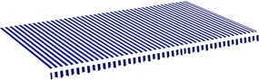 Náhradní plachta na markýzu modrá a bílá 600 x 350 cm polyesterová 311924