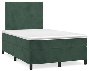 Box spring postel s matrací a LED tmavě zelená 120x190 cm samet - Default Title