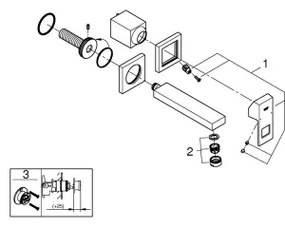 GROHE 19895000 - Umyvadlová dvouotvorová baterie EUROCUBE 171 mm lesklý chrom