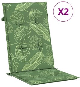 Podušky na židli s vysokým opěradlem 2 ks vzor listů textil