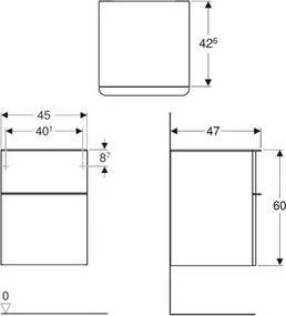 Geberit Smyle Square - Boční skříňka lávová / 2 zásuvky