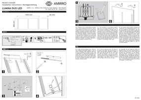 Amirro Zrcadlo na zeď chodbu do pokoje ložnice koupelny předsíně LUMINA DUO LED - 140 x 70 cm se třemi LED podsvícenými pruhy 900-971