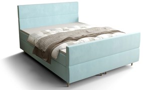 Manželská postel Boxspring 160 cm Flu Plus Comfort (světlomodrá) (s matrací a úložným prostorem). 1055963
