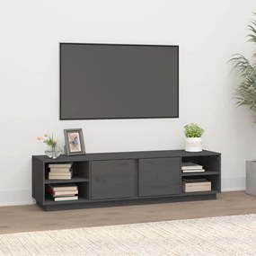 TV skříňka šedá 156 x 40 x 40 cm masivní borové dřevo - Default Title