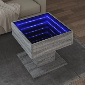 Konferenční stolek s LED šedý sonoma 50 x 50 x 45 cm kompozit