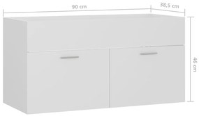 Set koupelnového nábytku - s umyvadlem a baterií - 91 cm - dřevotříska | bílý