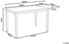 Rozkládací dřevěný jídelní stůl 119-159 x 75 cm LOUISIANA Beliani