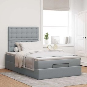 Osmanský rám postele s matrací světle šedá 120x190 cm textil 3313306