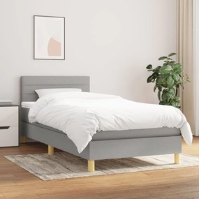 Box spring postel s matrací světle šedá 90x190 cm textil 3140657