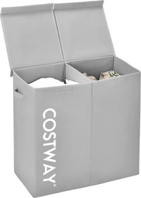 Costway 115 L 2 přihrádky koš na prádlo z netkané textilie s – 62 × 31 × 60 cm