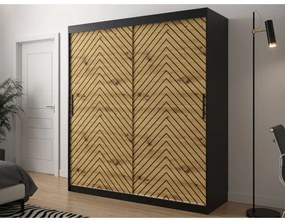 Moderní posuvná skříň Ratintu 1 180 cm, Úložný prostor: ne, Barva: černá / dub artisan + černá