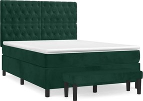 Box spring postel s matrací tmavě zelená 140x200 cm samet 3138028