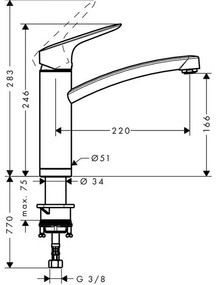 Hansgrohe Logis M31 Sklopná dřezová otočná baterie před okno, 71833000