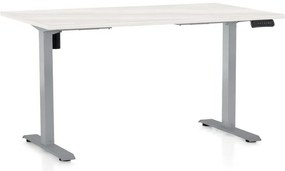 Výškově nastavitelný stůl OfficeTech B, 120 x 80 cm, šedá podnož, bílý jasan