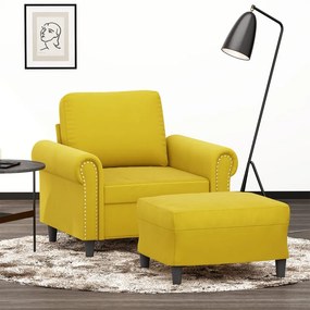 Křeslo s podnožkou žluté 60 cm samet 3201211