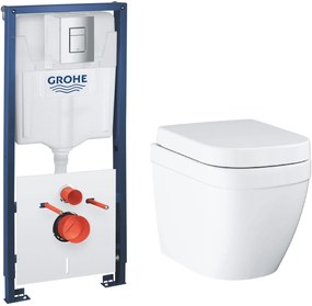 Set záchodová mísa Grohe Euro Ceramic 39554000, podomítkový WC modul s tlačítkem a těsněním Grohe Solido 39930000