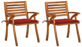 Zahradní jídelní židle s poduškami 2 ks masivní akáciové dřevo,  3060798