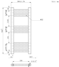 Erga Basic, topné těleso 700x300 mm, 192 W, bílá, ERG-LAV-BASIC-7030-WH