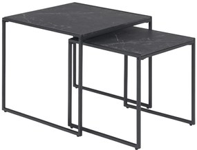 Scandi Set dvou černých kovových konferenčních stolků Rowan 40x40cm/50x50cm