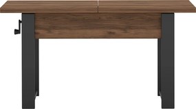 Rozkládací polohovací konferenční stolek HOGO 3v1 | 120-157x62,5-74,5x67 cm | síla horní desky 32 mm | ořech/černé nohy